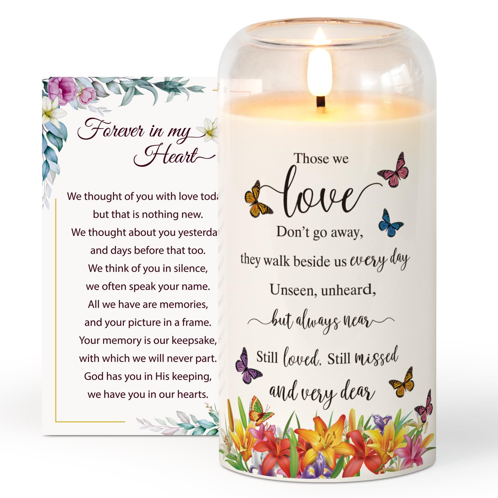 Amazon.com: HN HAIINAA Flameless Memorial Candle, Glass Real Wax LED ...