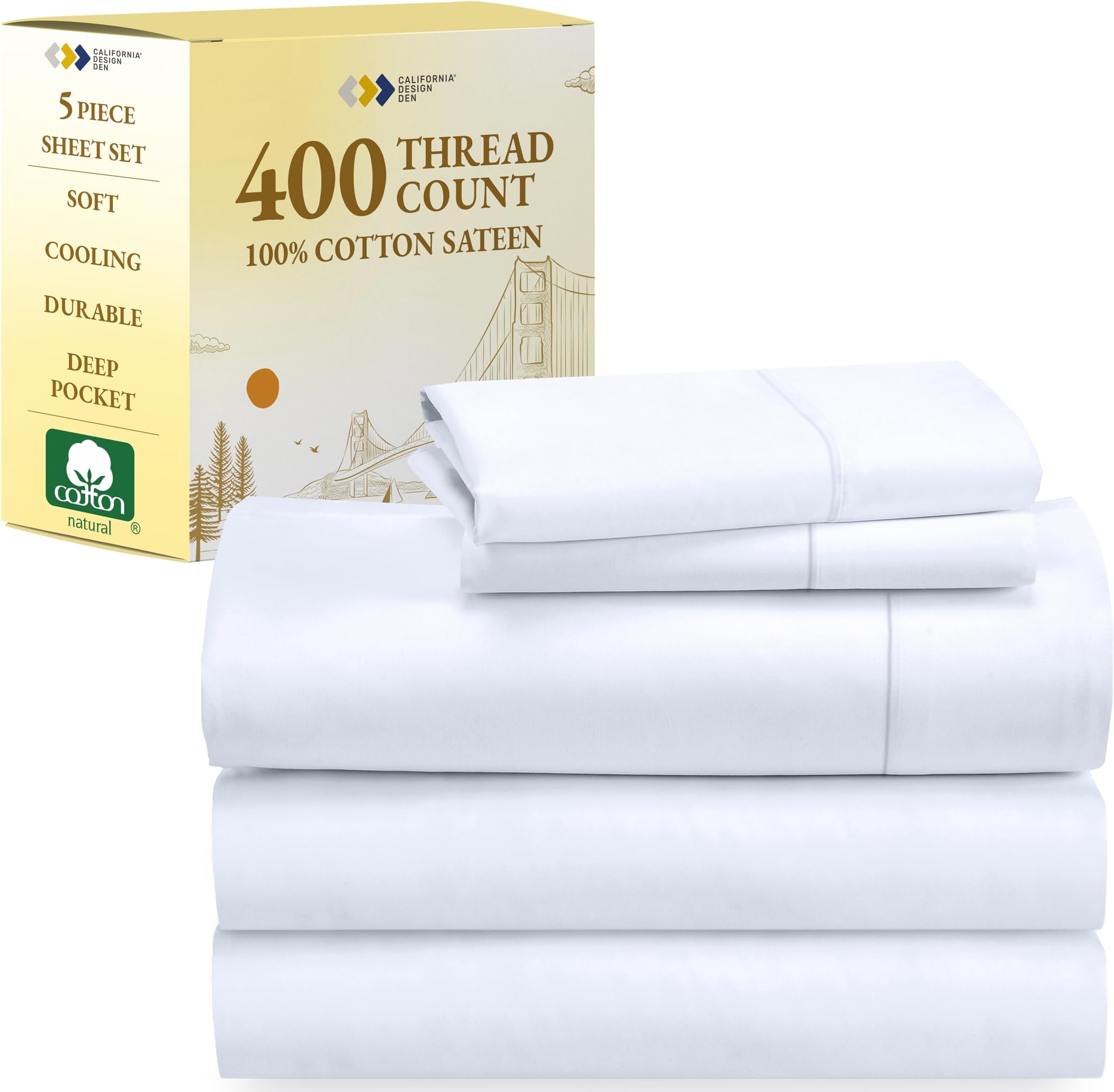 Amazon.com: SPLIT KING 100% Cotton Bedsheet Set ( 5Pcs - 2 Fitted ...