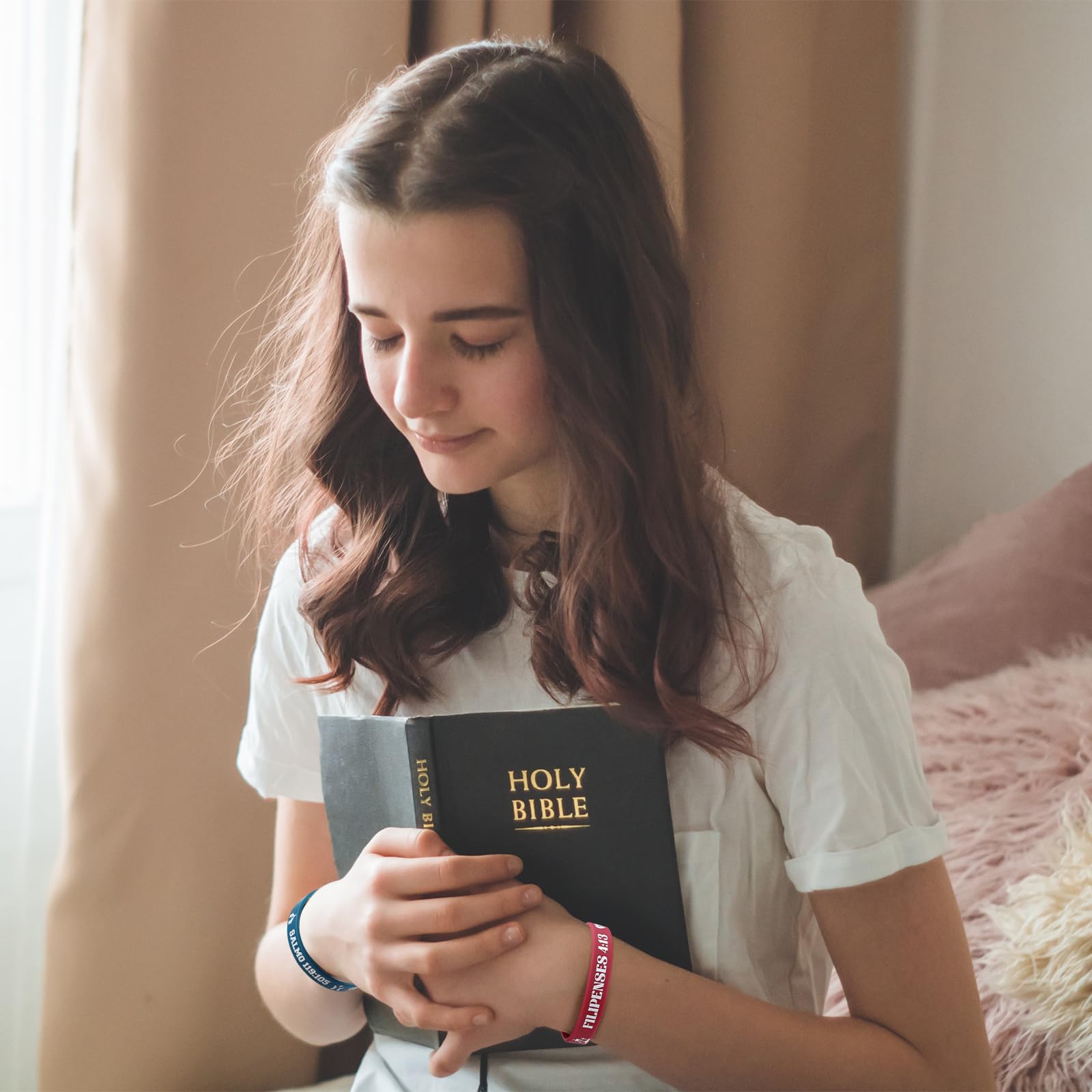 Snapklik.com : Skylety 60 Pcs Spanish Bible Verse Silicone Bracelets ...