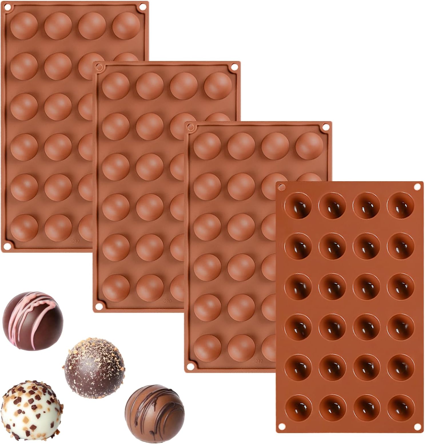 GEFIRE 3 Pcs Moules à Chocolat Demi-ronds à 24 Cavités, Decoration ...