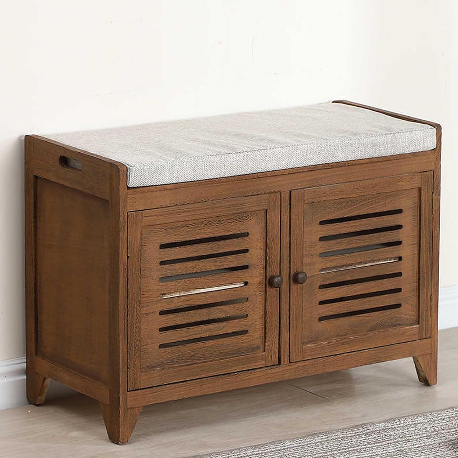 Amazon.com: HotcoS Small Bench with Storage Solid Wood Hallway Closed ...