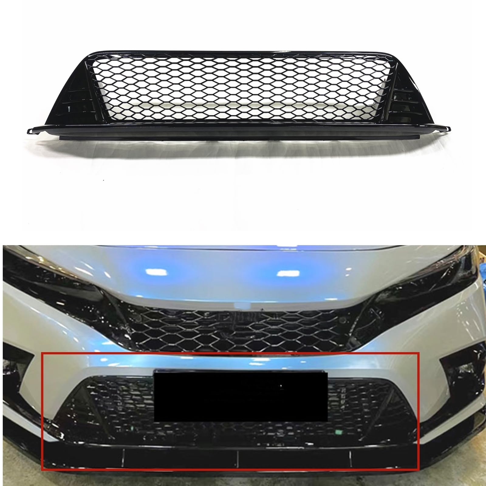 Amazon.com: Vivid Black Front Bumper Grille Lower Grill For Honda Civic ...