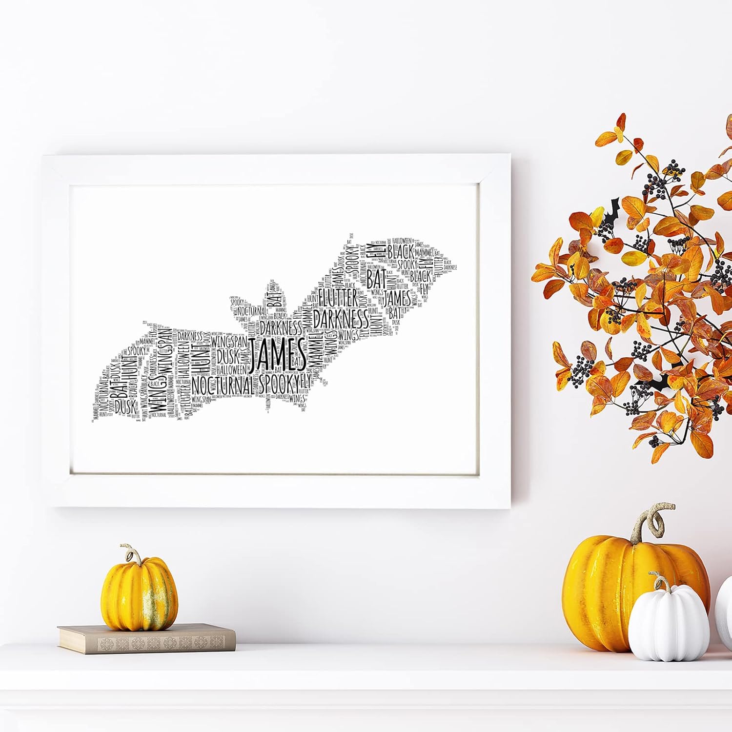 Personalised Bat Word Art Print - A5, A4 Prints & Framed : Amazon.co.uk ...