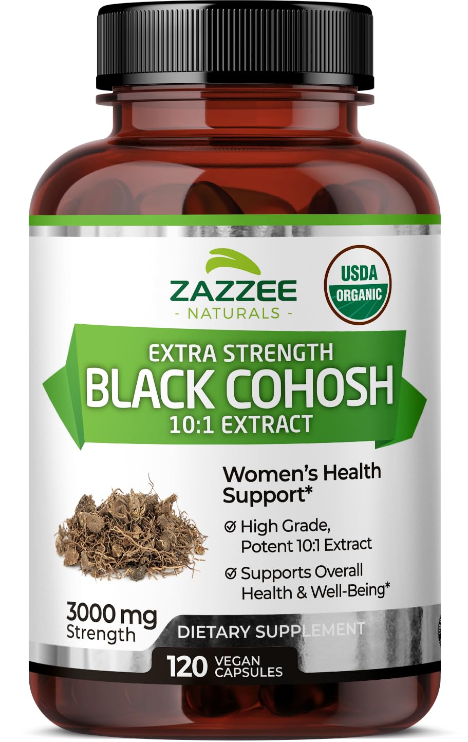 Amazon.com: Zazzee USDA Organic Black Cohosh 10:1 Extract, 3000 mg ...