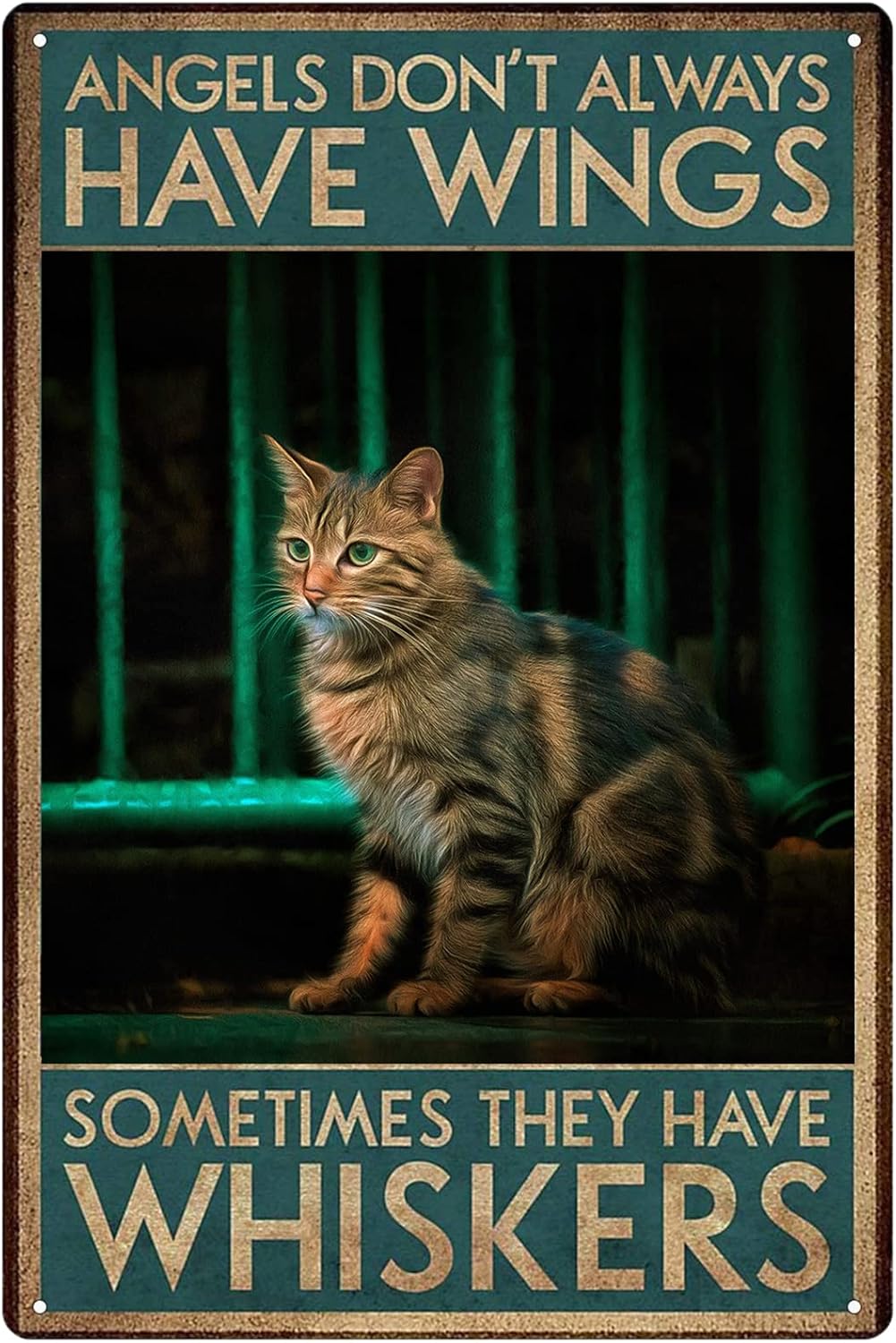 Amazon.com : Metal Tin Sign Vintage Retro Cat Plaque Metal Poster Tin 8 ...