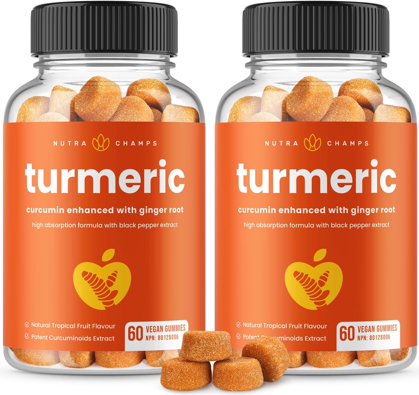 Turmeric Gummies for Adults & Kids with Ginger & Black Pepper Extract ...