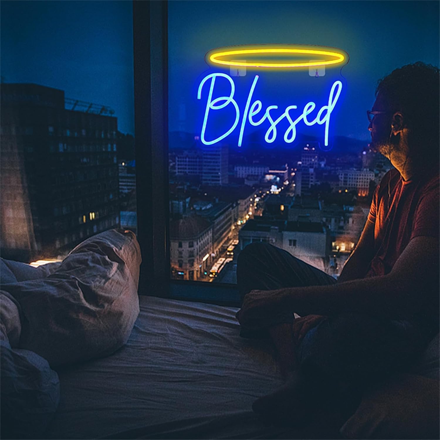 Letrero de neón con texto en inglés Blessed Neon Sign, letrero de luz ...