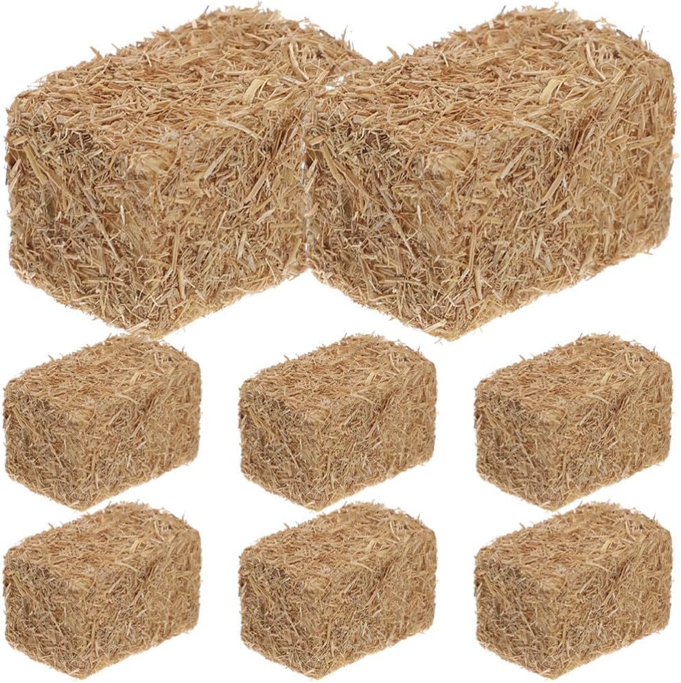 TOYANDONA 8Pcs Mini Hay Bale Faux Autumn Decoration Display Small ...