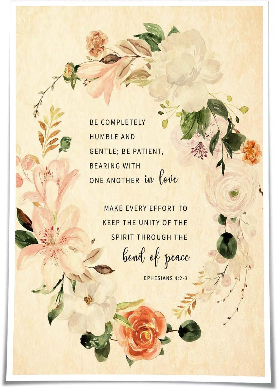 Amazon.com: Belceleb Ephesians 4 2-3 Wall Art Bible Verse Poster ...