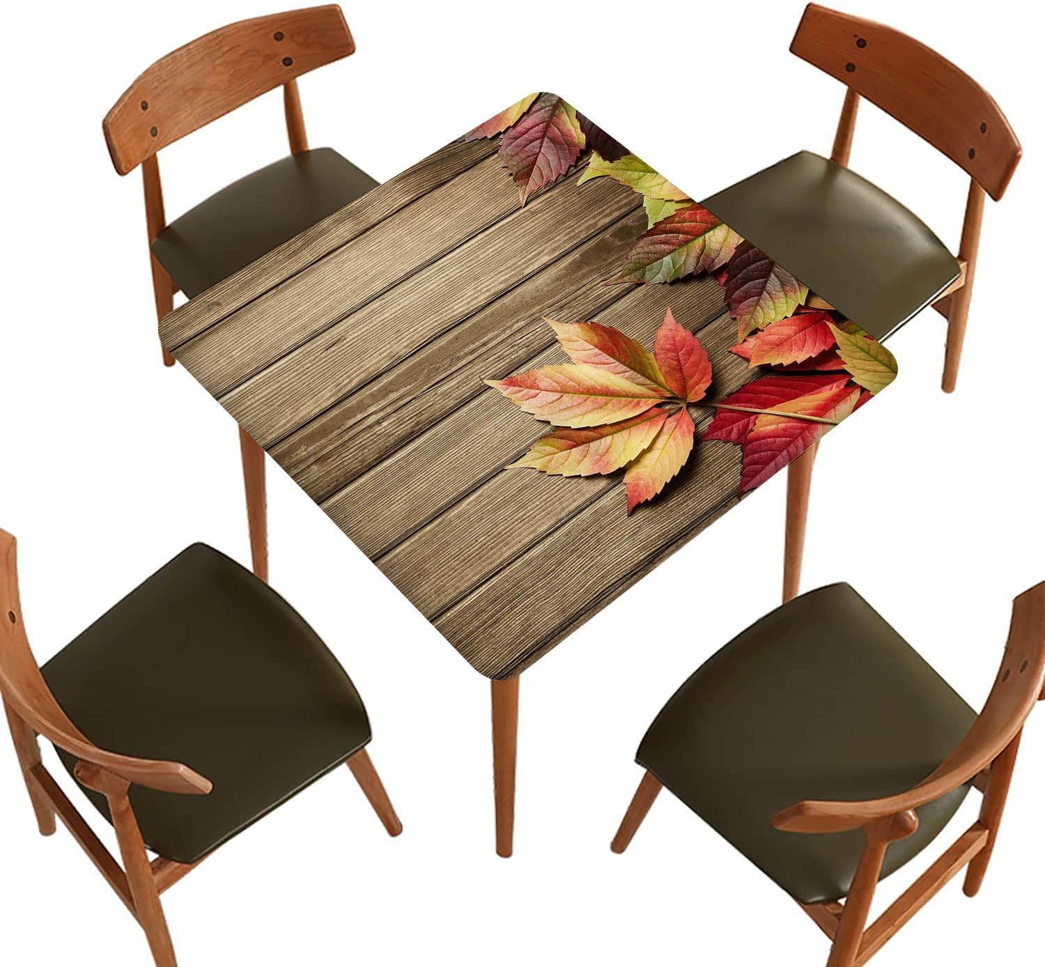 Amazon.com: SongYi Fitted Wood Texture Tablecloths Square, Maple Leaf ...