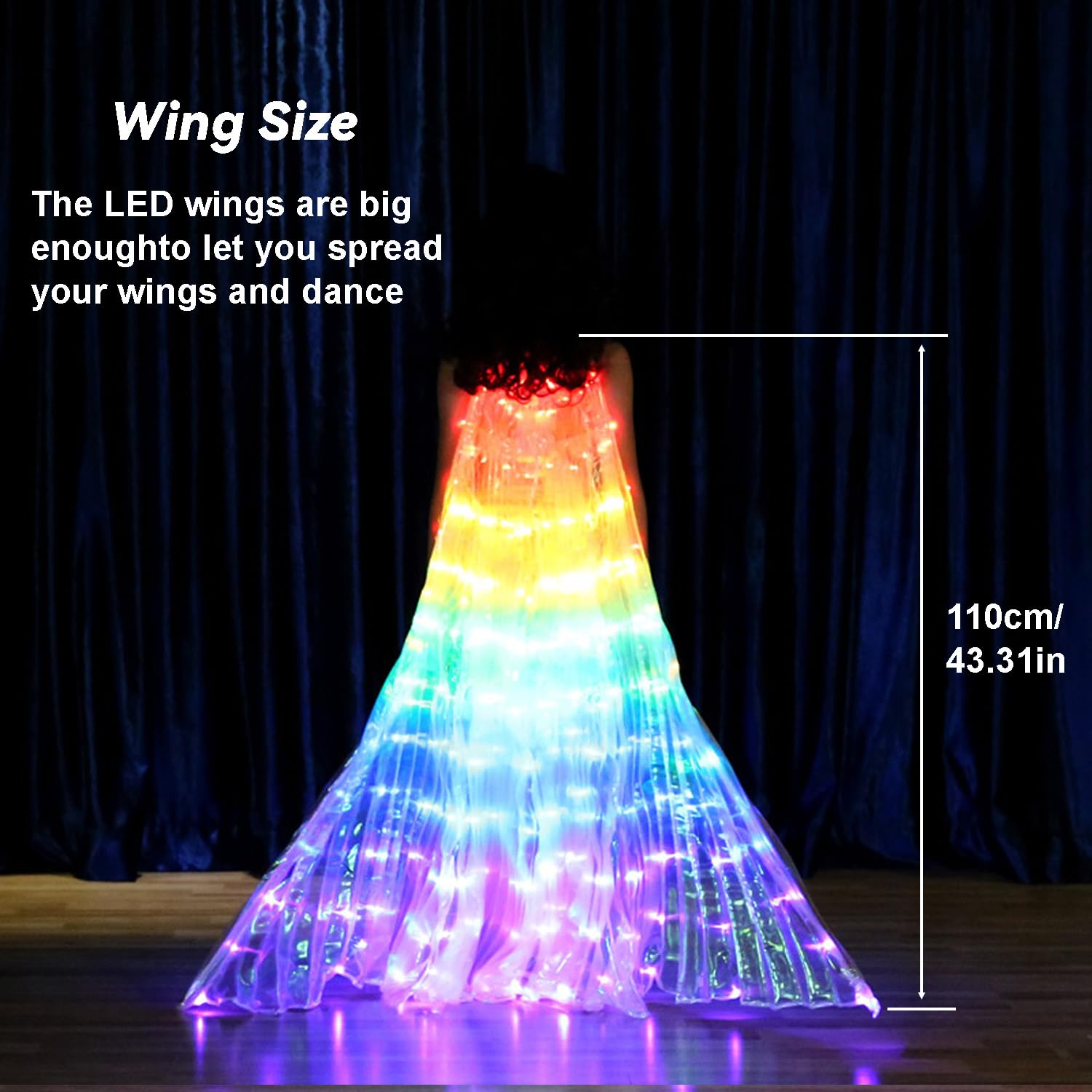 Ragyzity LED Isis Wings Glow Light Up Belly Dance Costumes with Sticks ...