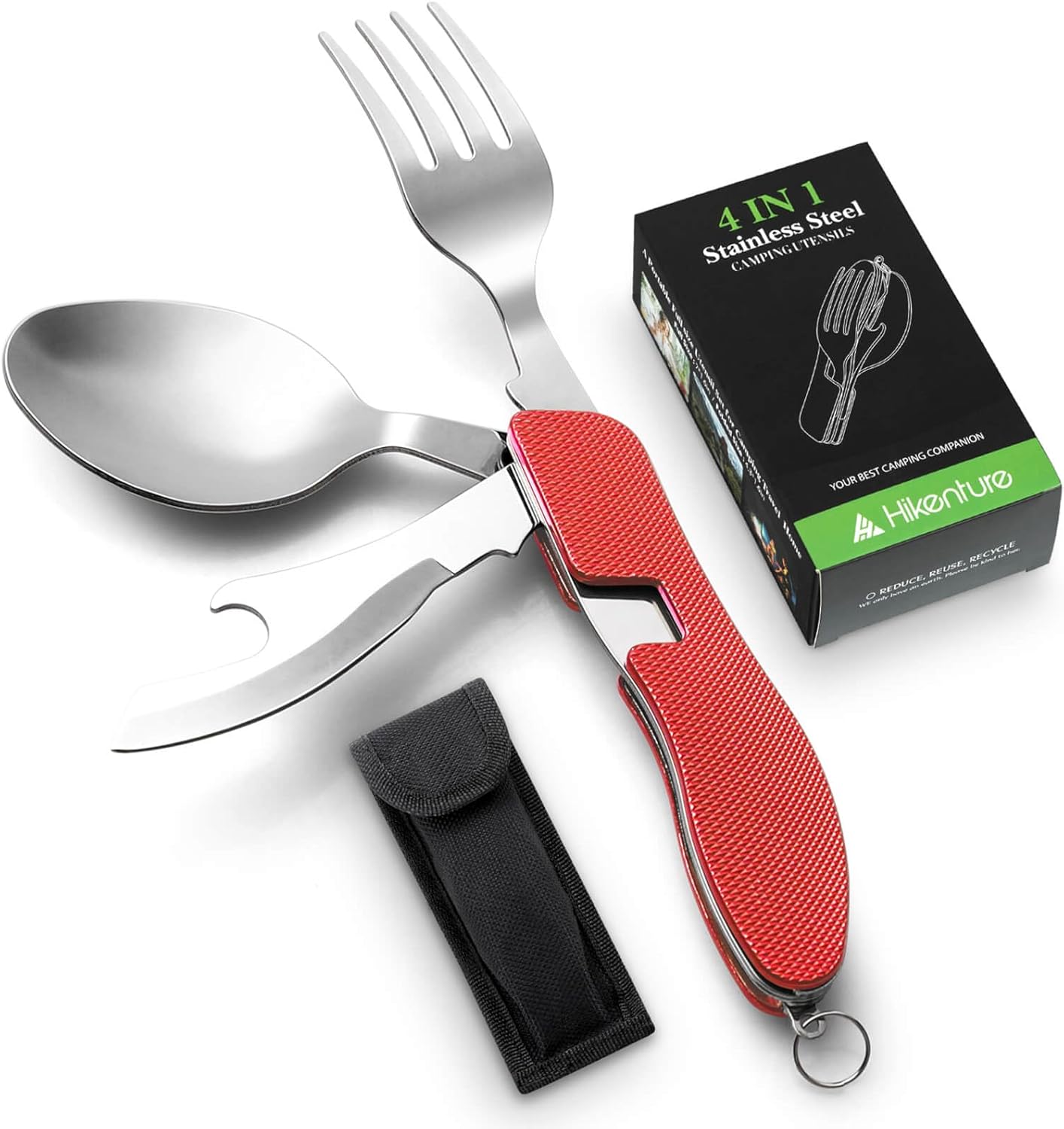 Amazon.com: Camping Eating Utensils HIKENTURE 4-In-1 Stainless Steel ...