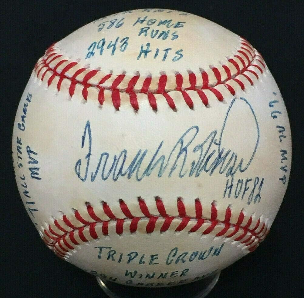 Frank Robinson Signed INS 16 Stat Baseball Autograph Rare HMG Holo COA ...