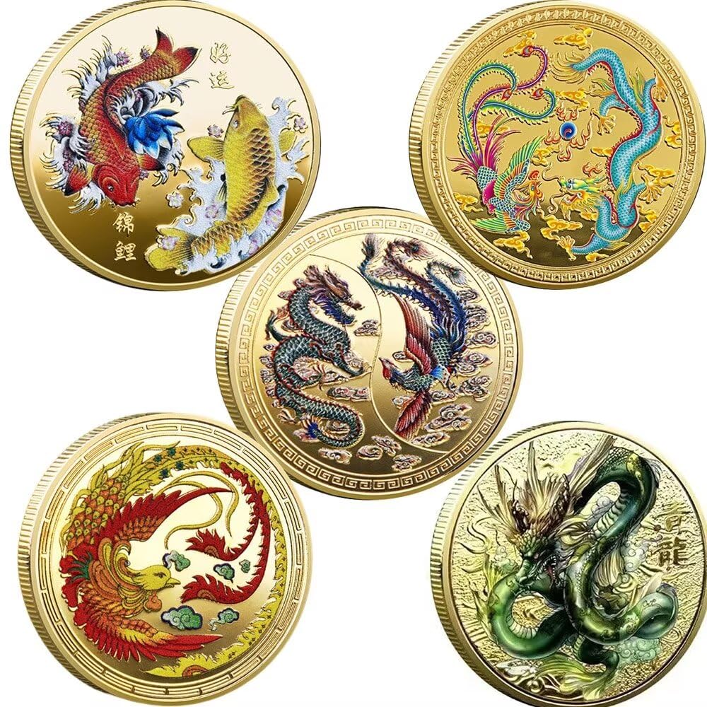 Amazon.com: 5PCS Good Luck to You Chinese Traditional Dragon Phoenix ...