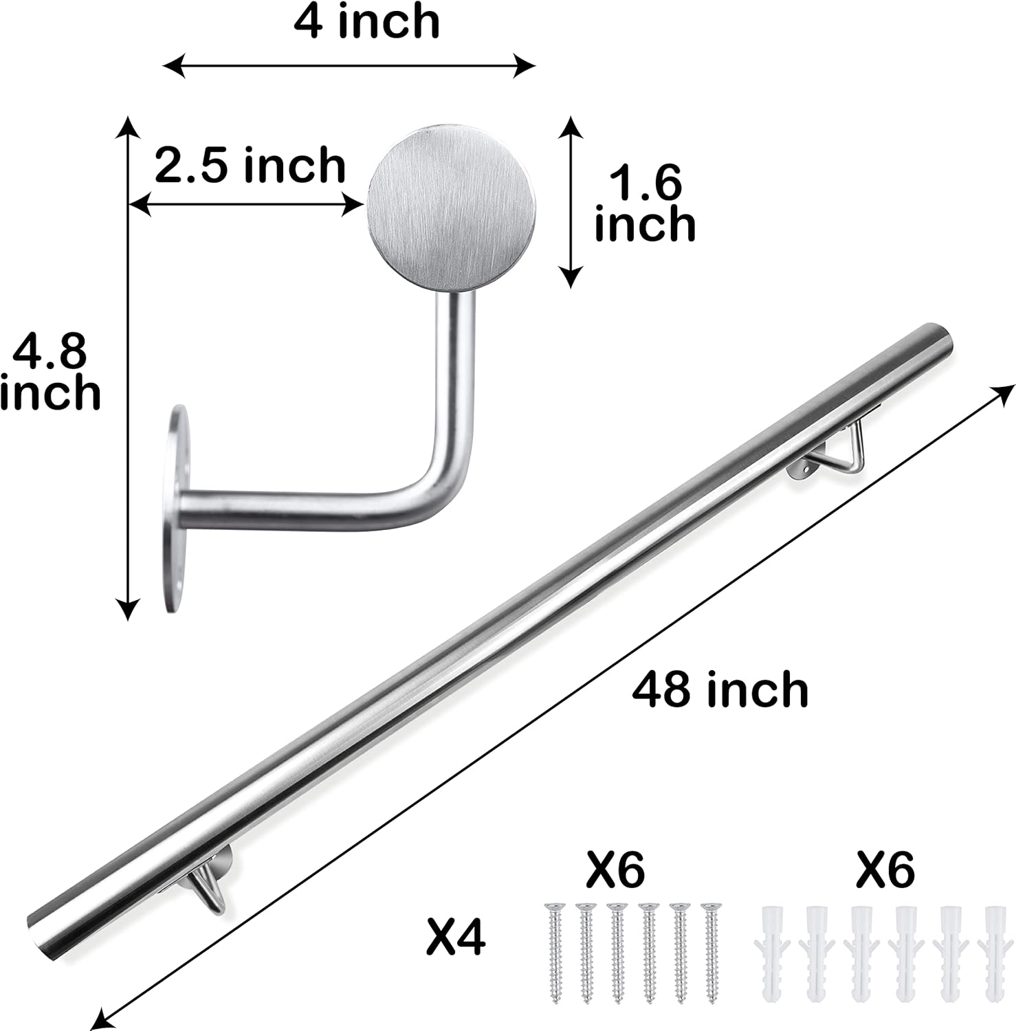 Modern 4ft Wall Mounted Stair Railing Kit with Steel Barbados | Ubuy