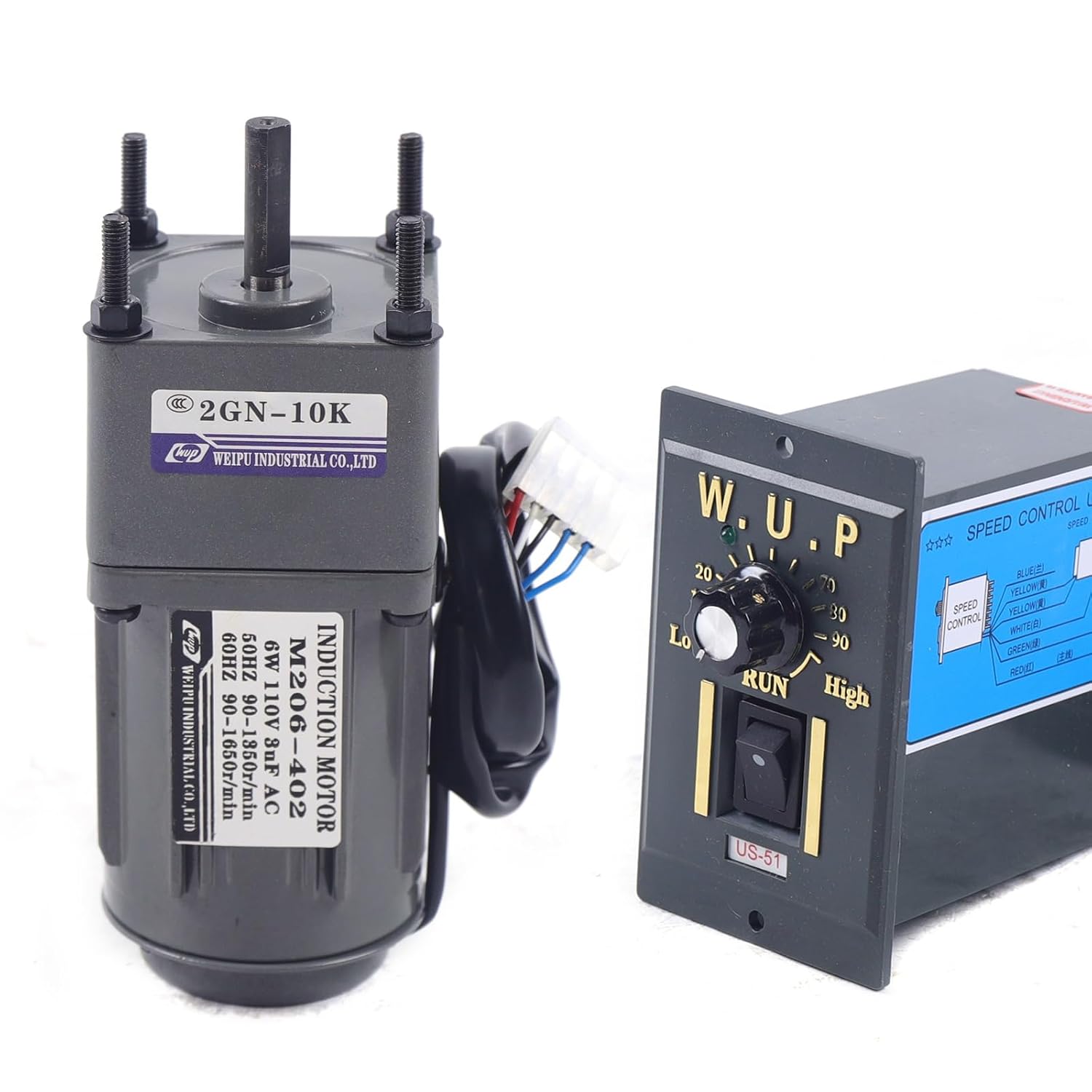Electric Gear Motor 110V 6W AC Gear Reducer Motor with Speed Controller ...