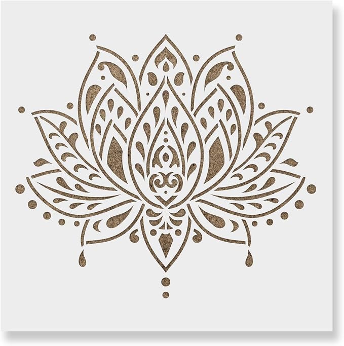 Amazon.com: Sacred Lotus Flower Stencil - Stencil Furniture, Stencils ...