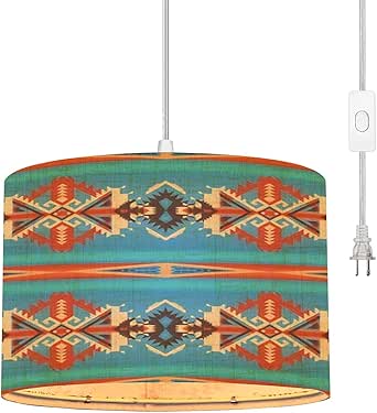 Plug in Pendant Light Native American Southwest geometric design fabric ...