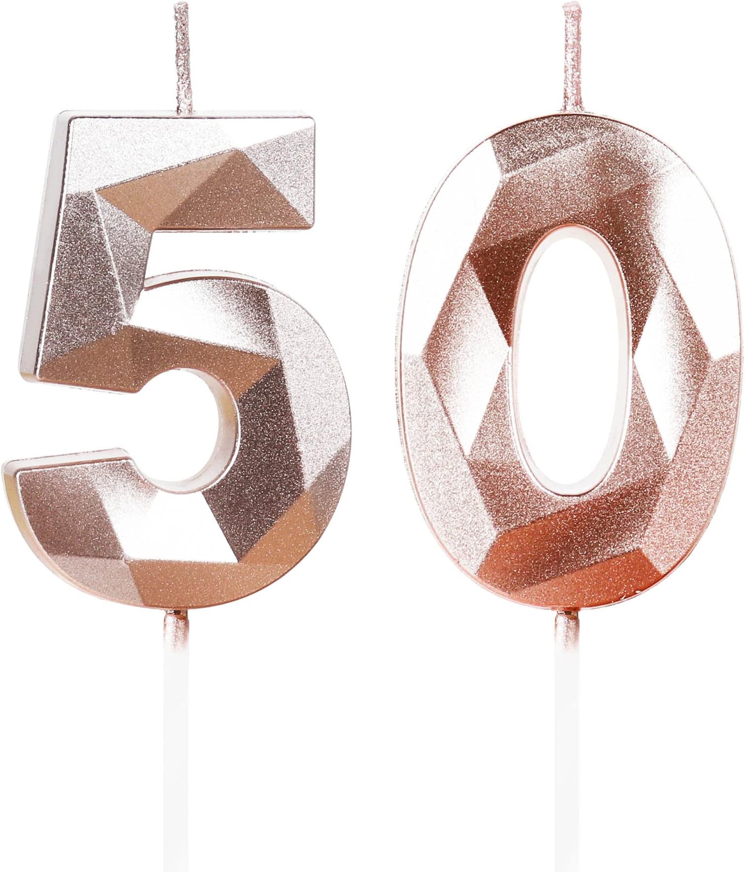 Amazon.com: Number 50 Candles,50th Birthday Candles,Rose Gold Happy ...