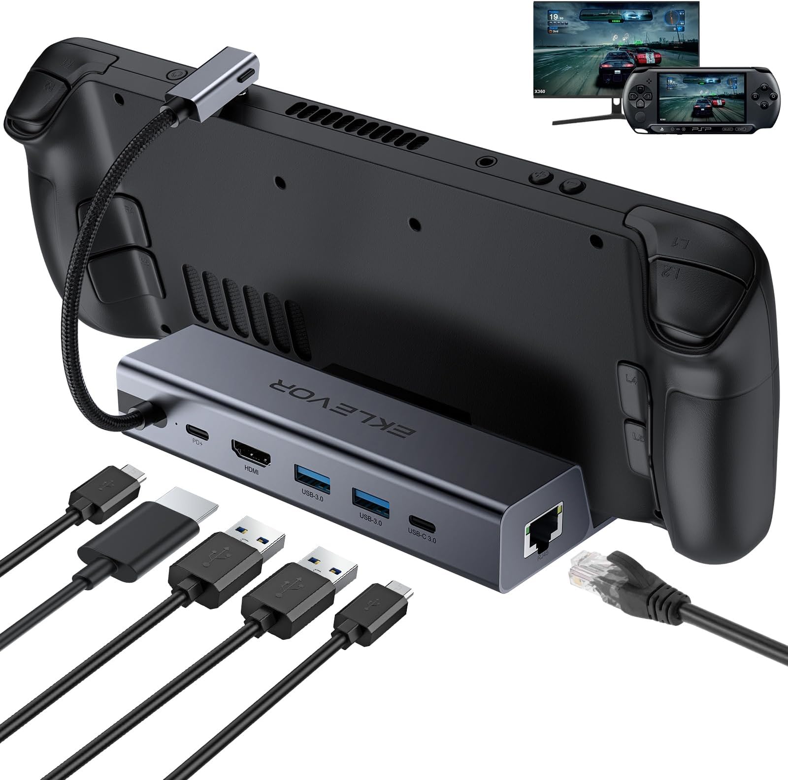 Amazon.com: JKLKJ Steam Deck Dock,6 in 1 USB C Docking Station with HDMI 2.0 4K@60Hz, Gigabit ...