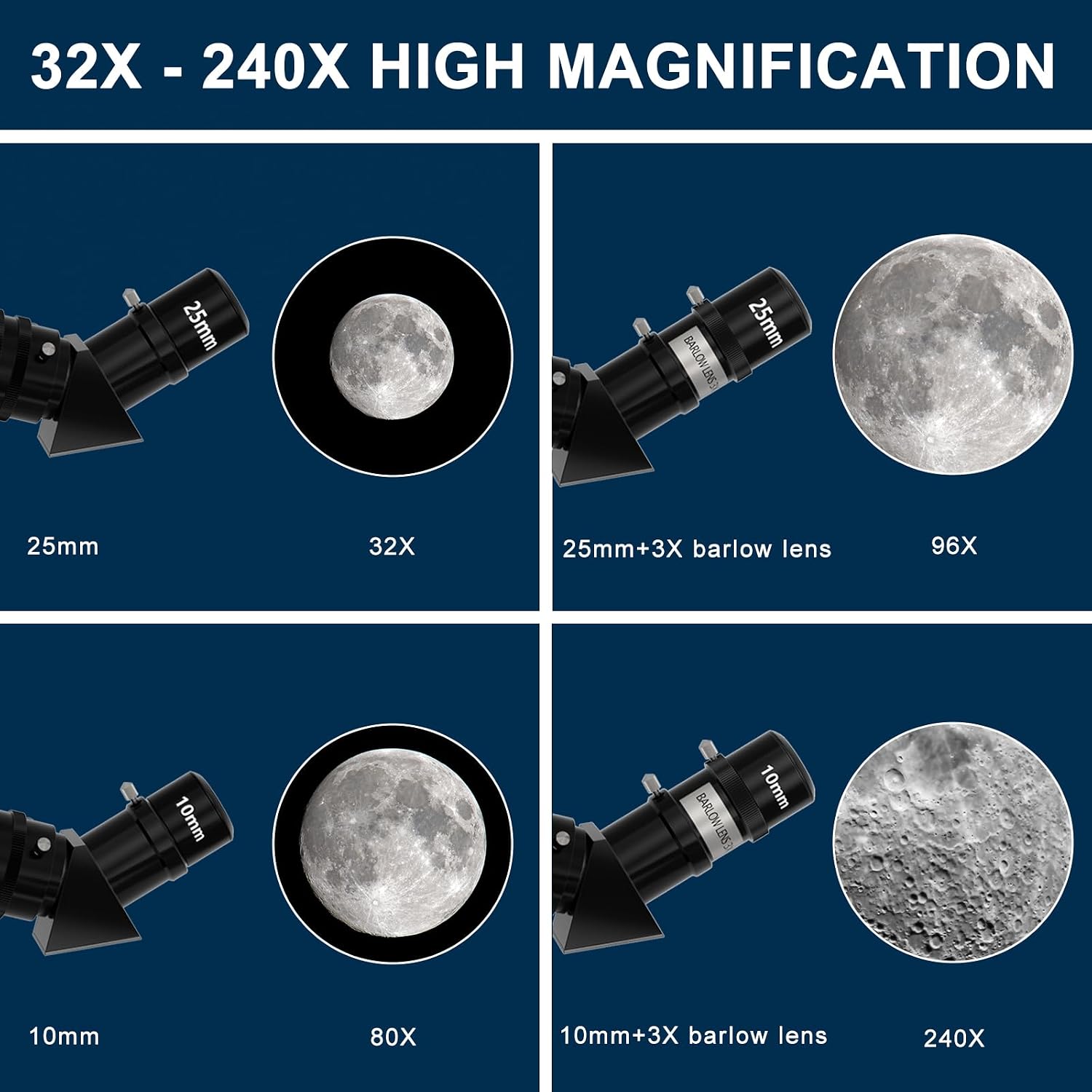 Telescope 90mm Aperture 800mm Telescope for Adults with High Powered ...