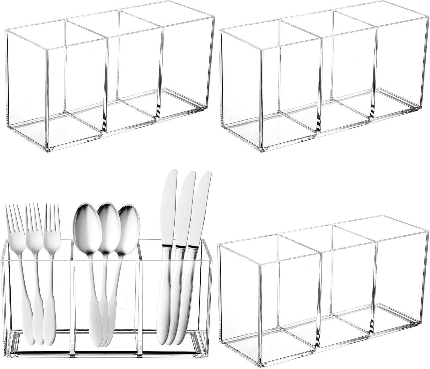 Amazon.com - 4 Pack Acrylic Cutlery Storage Organizer, Plastic Cutlery ...