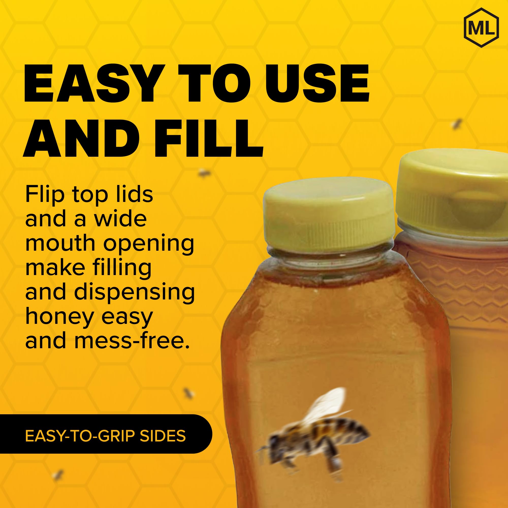 8 Oz Mann Lake Refillable Hourglass Honey Jars - 1 Lb Plastic ...