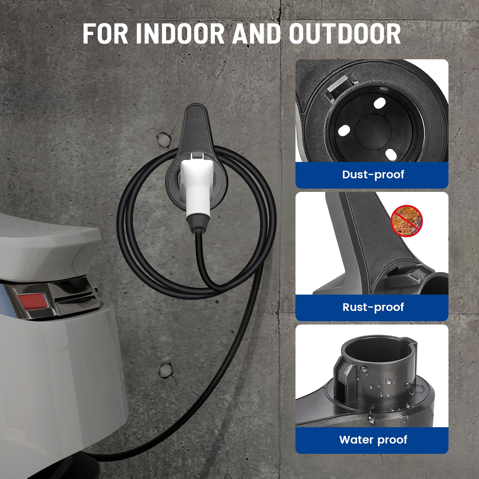 Snapklik.com : EV Charger Holder Wall-Mount For SAE J1772 Connector ...