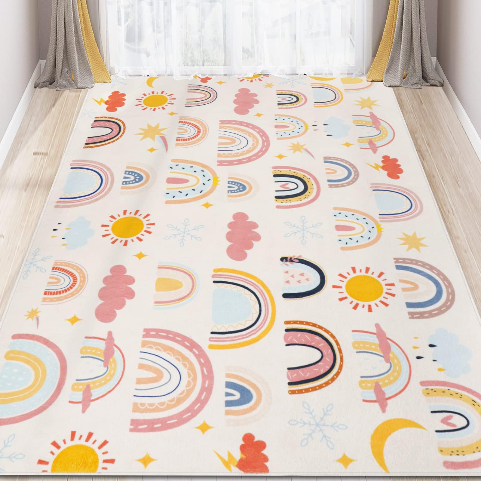 Amazon.com: Paco Home Kids Room Rug with Rainbow and Hearts in Pink ...