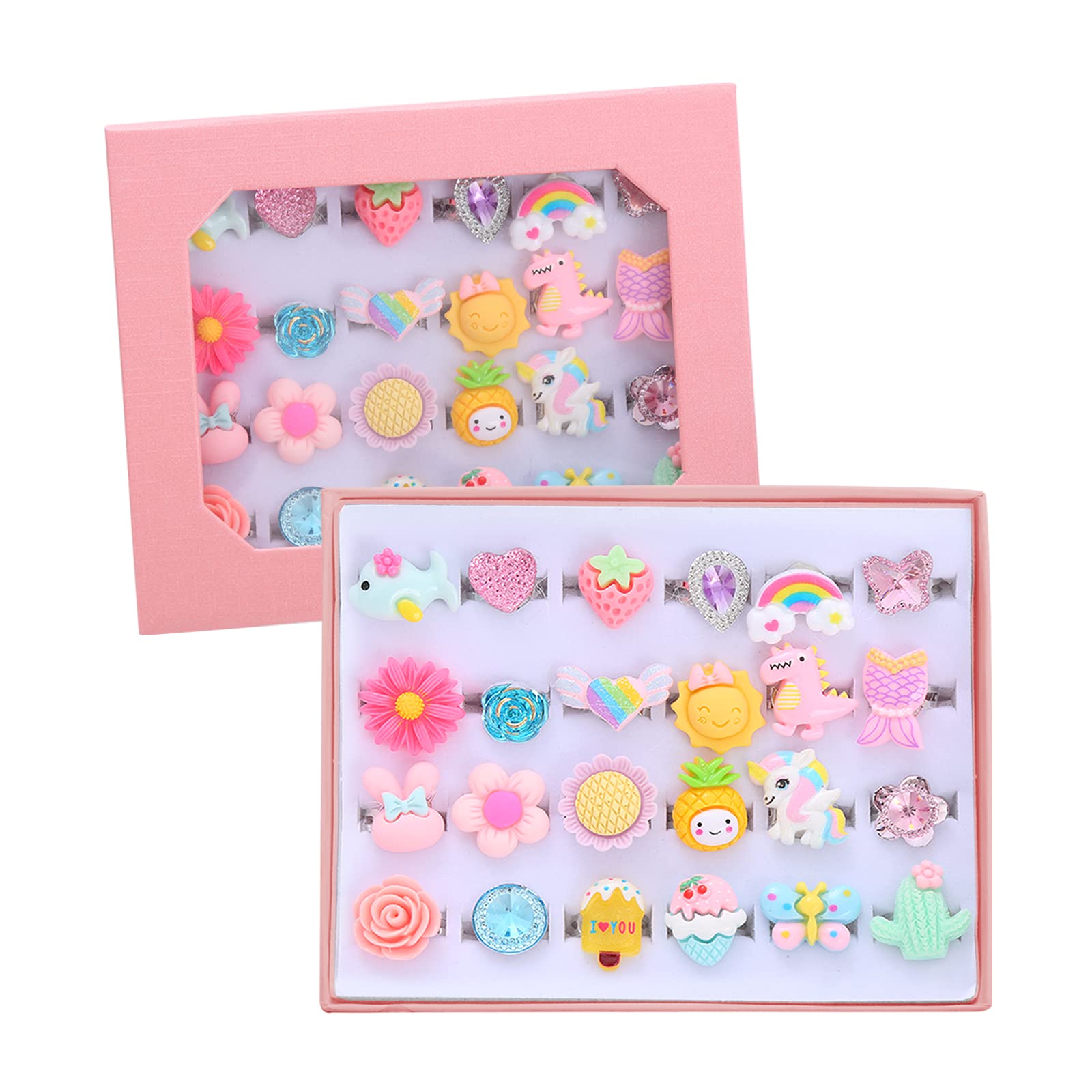 Amazon.com: PASEMM 24pcs Little Girl Jewel Rings, Adjustable, No ...