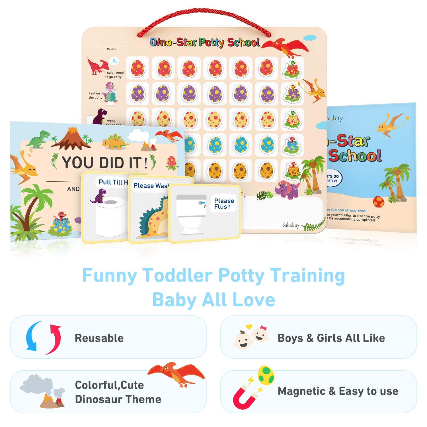 Potty Training Chart for Toddlers,Boys,Girls - Dinosaur Design ...