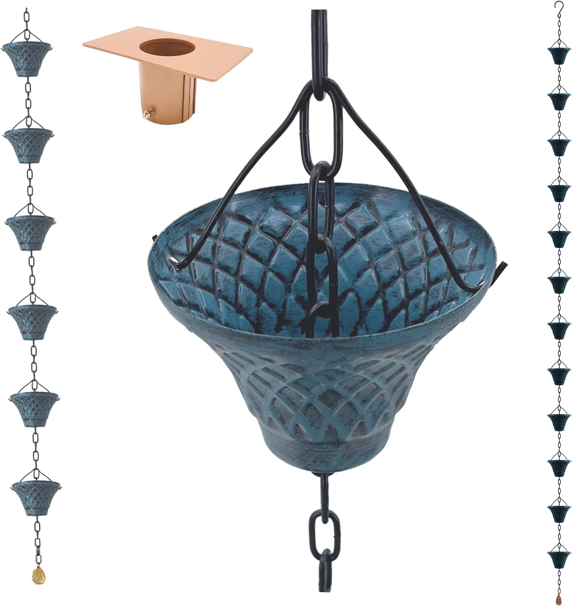 Amazon.com : LEPTALINA 8.5FT Bell Iron Rain Chains for Gutter and Rain ...