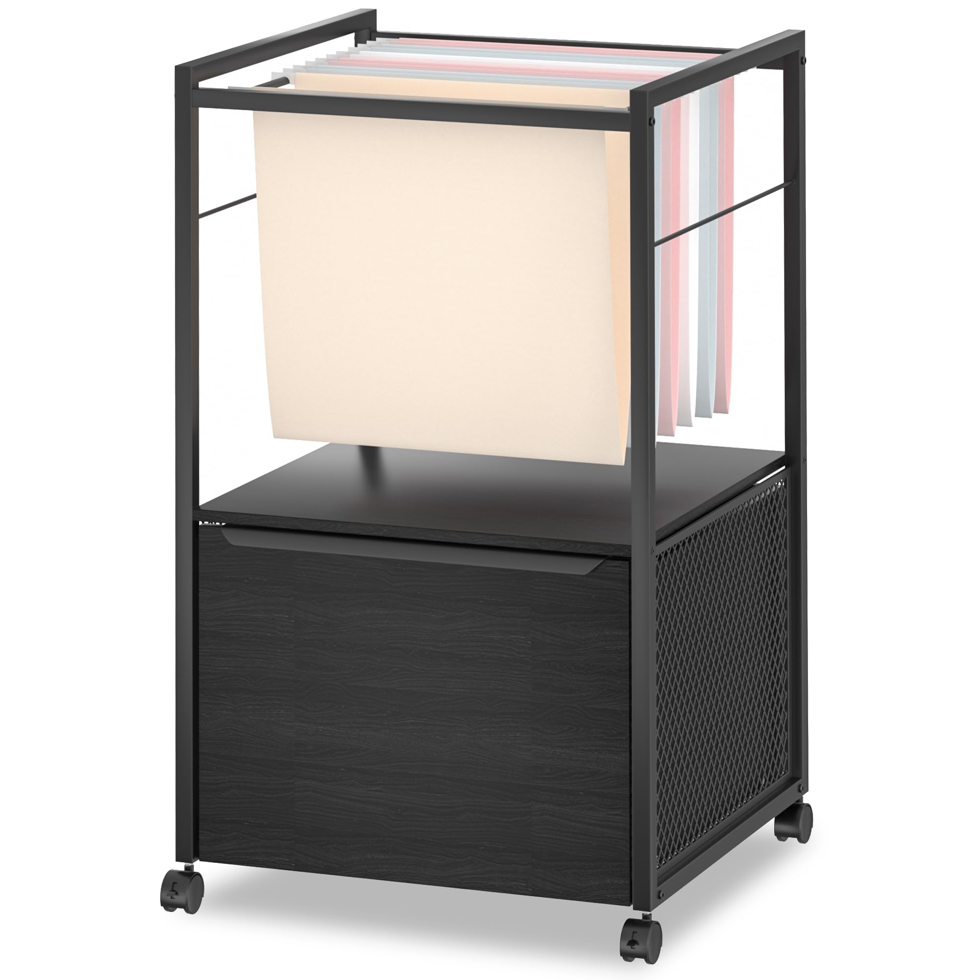 Amazon.com: VECELO Mobile Filing Cabinet with Hanging Folders, Vertical ...