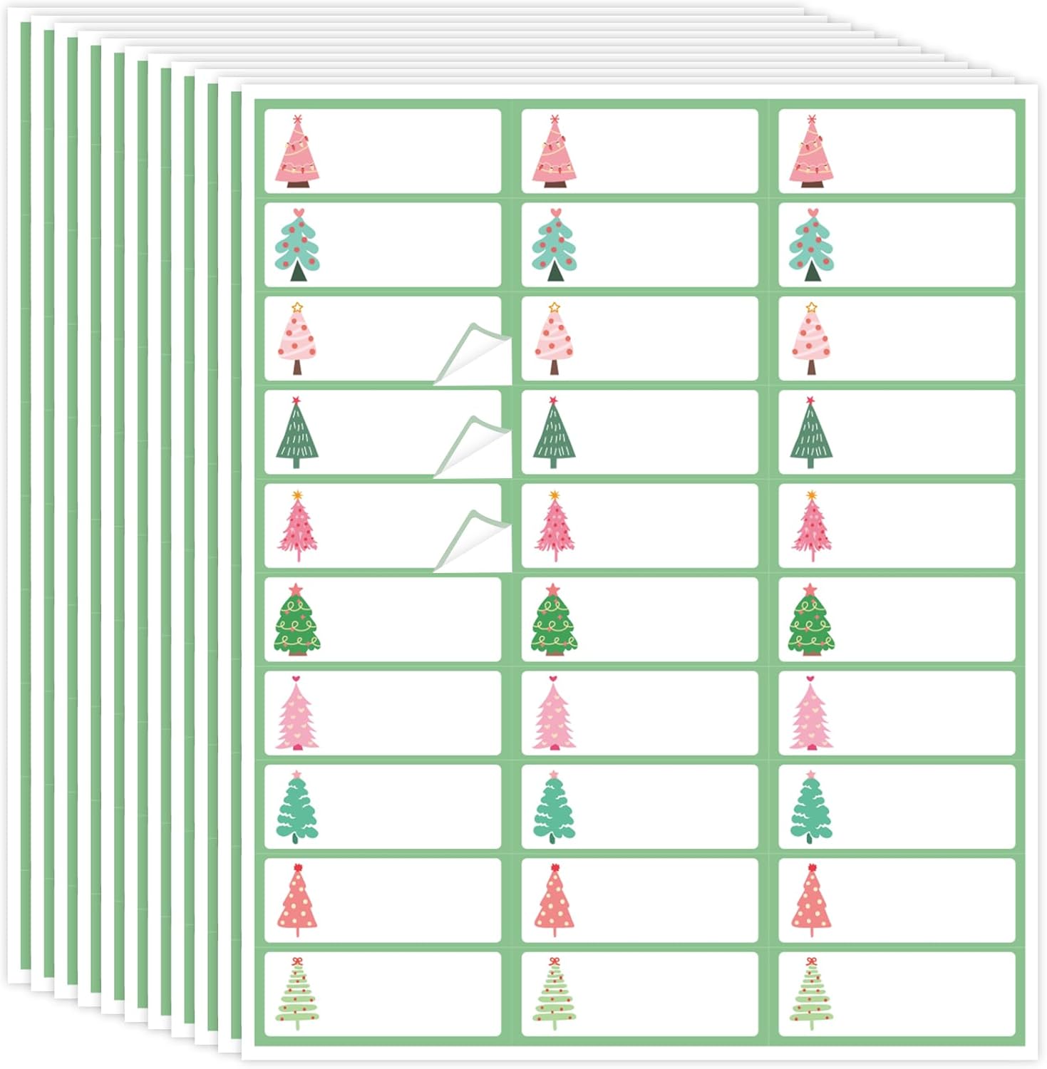 JarThenaAMCS 600Pcs Christmas Tree Address Labels 1 x 2.625 in Pink ...