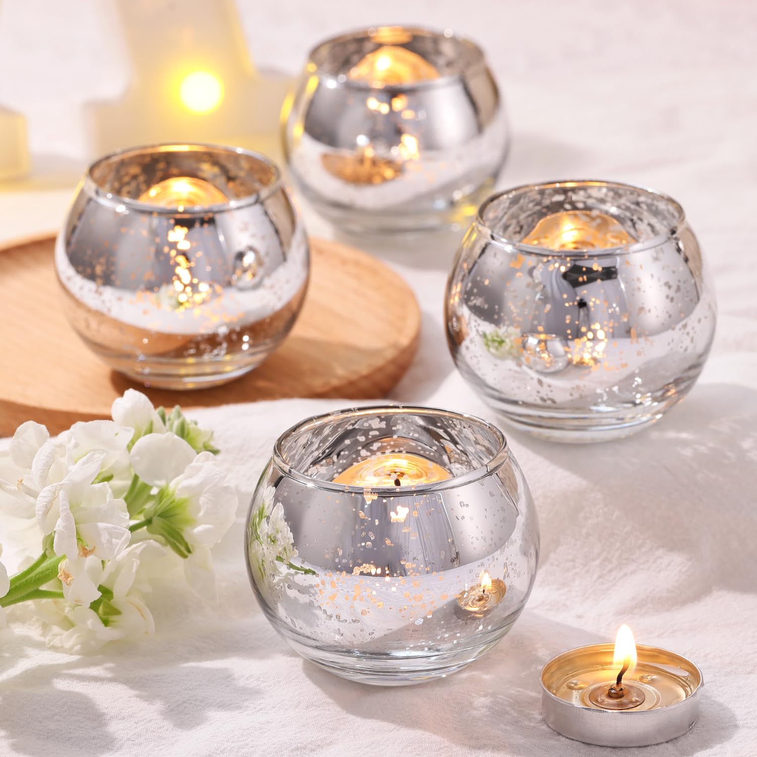 Silver Votive Candle Holders 24 Pcs Silver Mercury Votive Candle