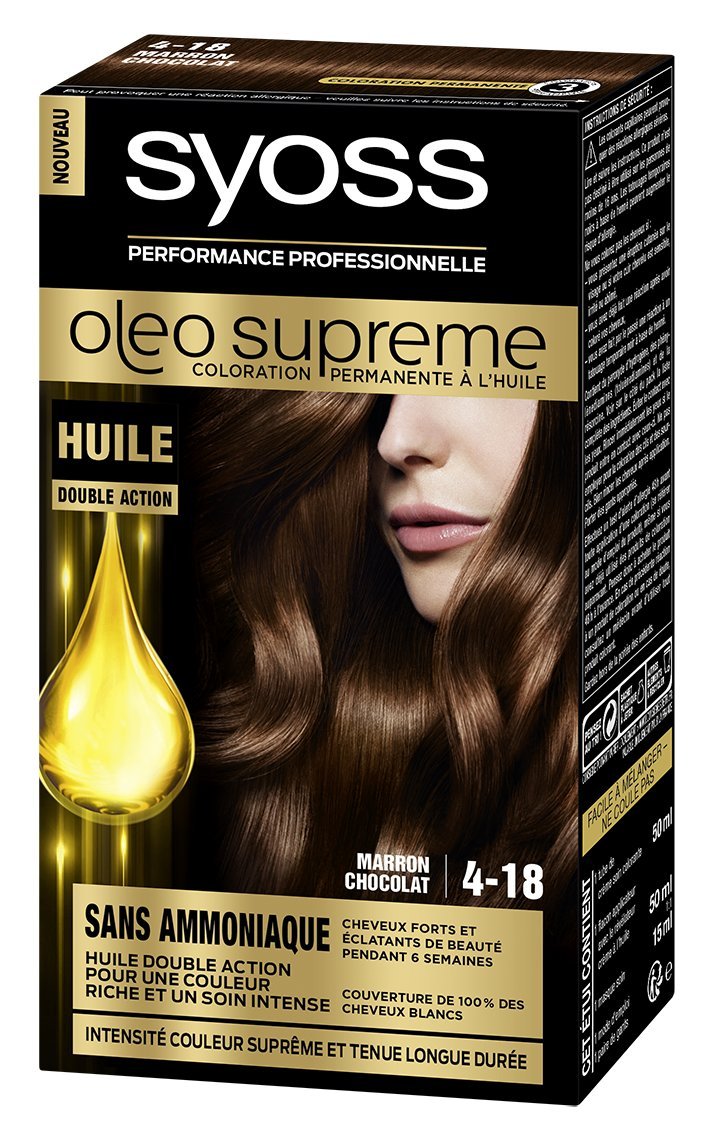 Syoss Oléo Supreme Permanent Hair Colour Chocolate Brown 4-18 : Amazon ...