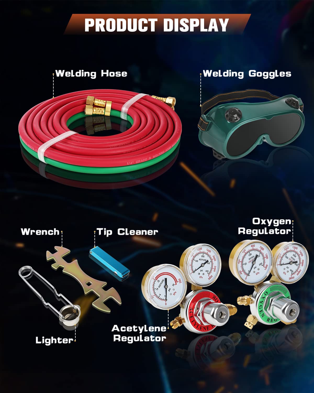 Gas Welding Cutting Kit Oxygen Acetylene Torch Portable Tool Set Oxy ...