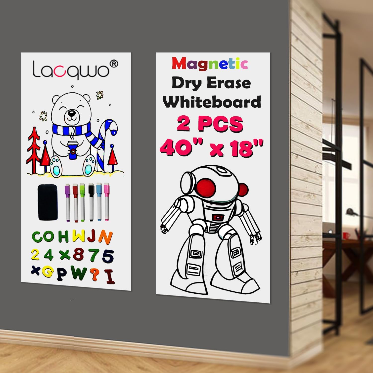 Amazon.com : LACQWO 2 Pcs Magnetic Dry Erase Whiteboard Paper 40"x 18 ...