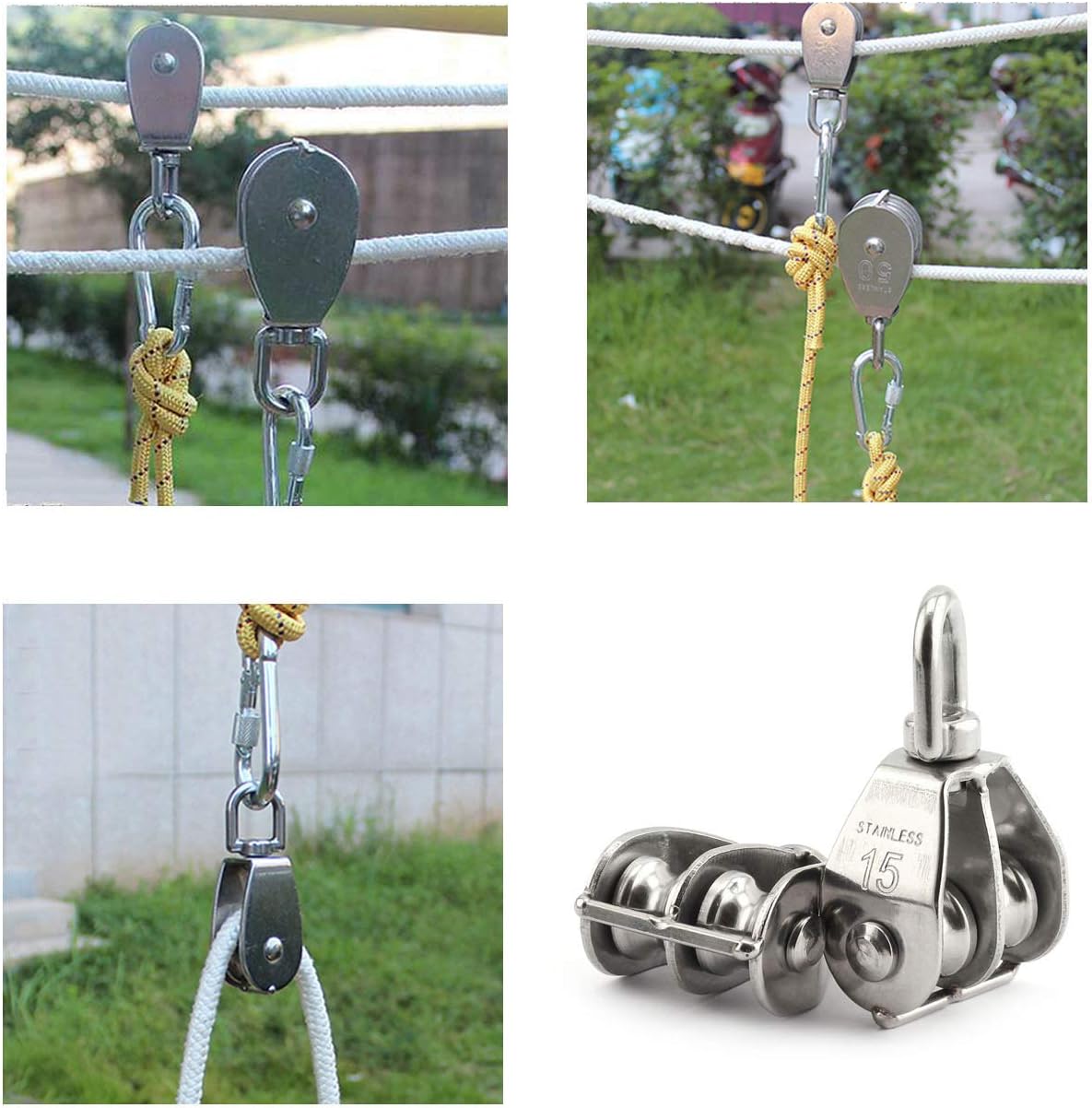 1-Pack M15 Double Pulley Block Stainless Steel Heavy Philippines | Ubuy