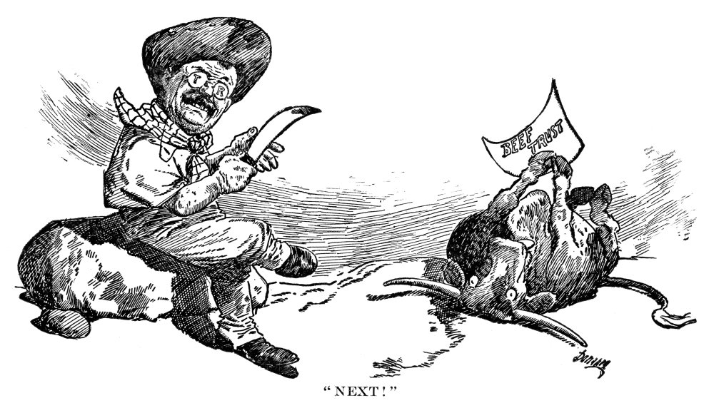 Teddy Roosevelt Trust Busting Political Cartoons