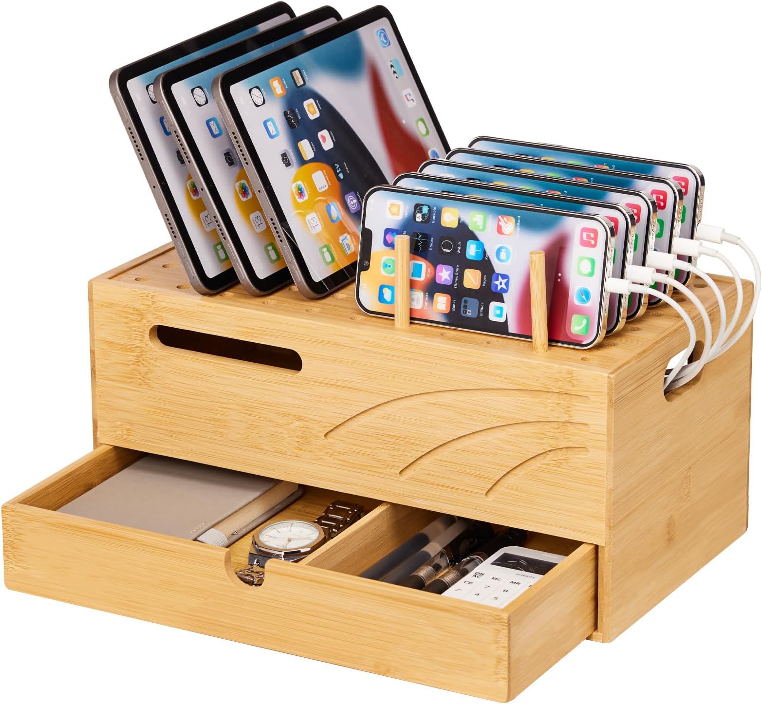 Amazon.com: Bamboo Charging Station for Multiple Devices, Charger ...