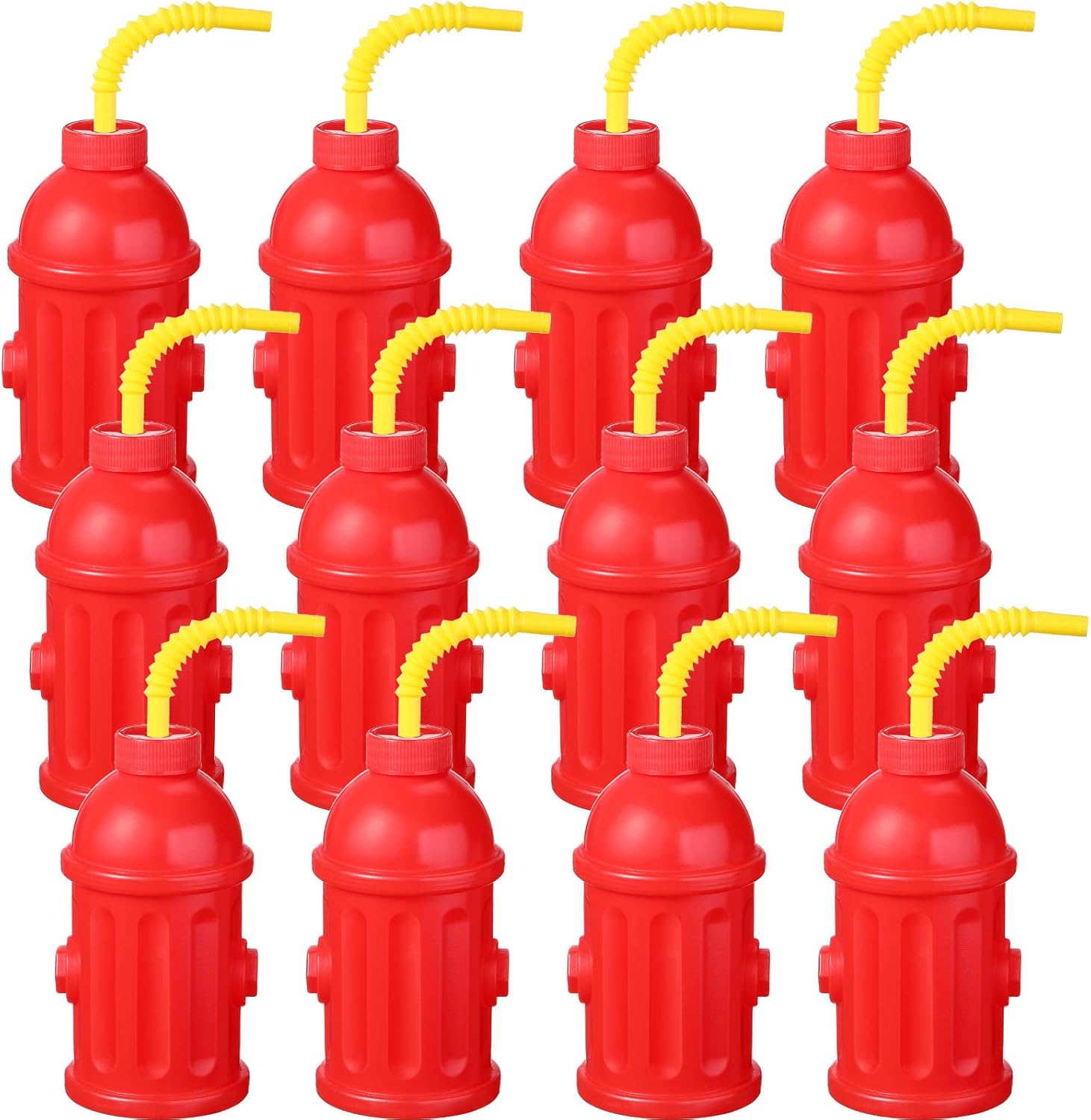 Amazon.com: Sratte 12 Pcs Fire Hydrant Straws Cups with Lids ...