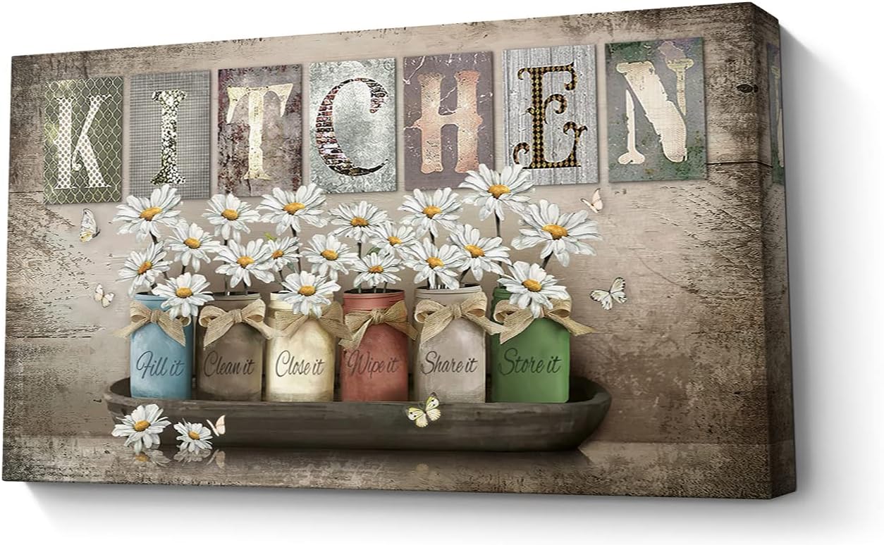 Amazon.com: Kitchen Wall Decor Canvas Wall Art Rustic Farmhouse Kitchen ...