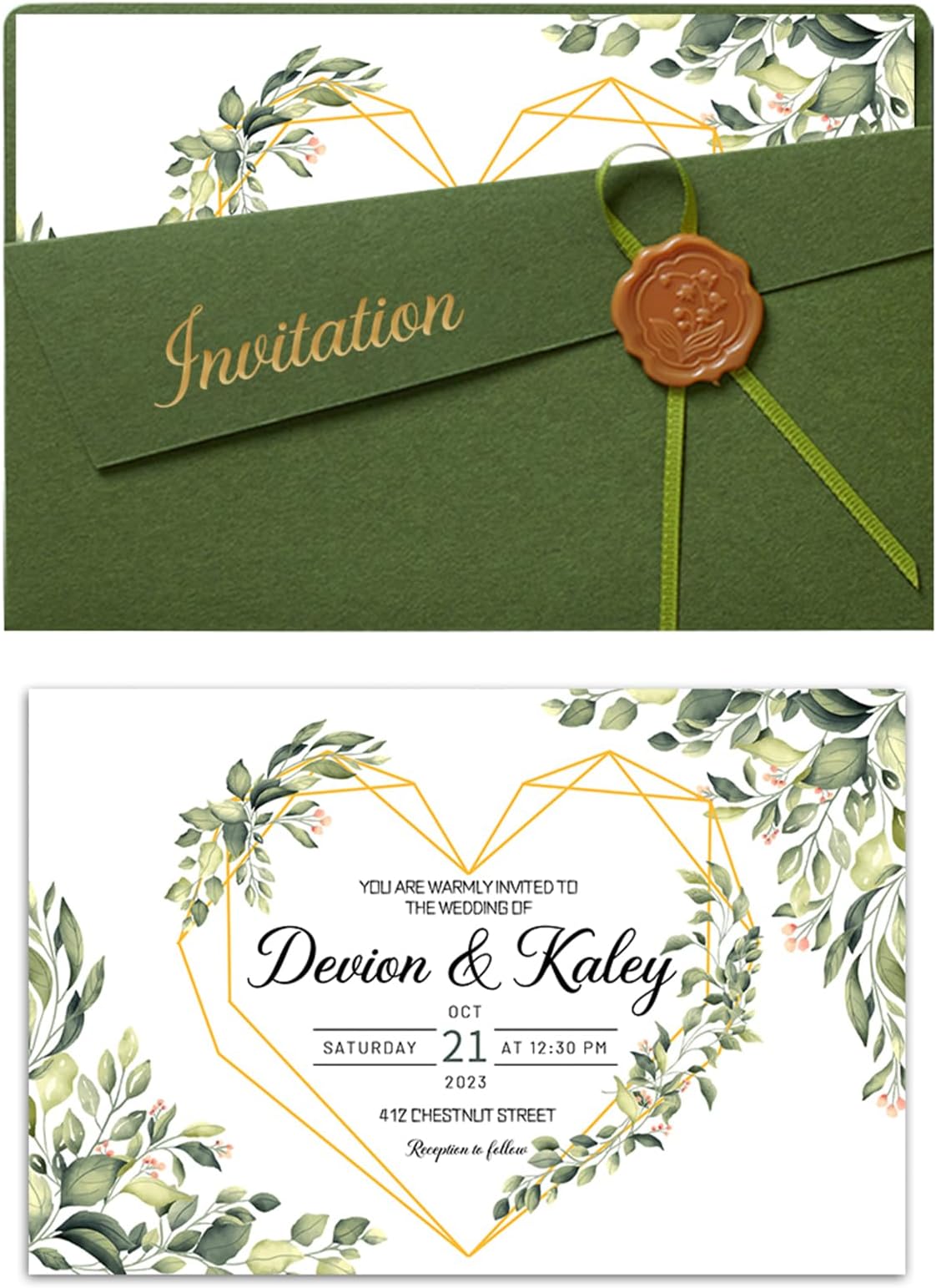 Amazon.com : Personalized Wedding Invitation Kit with Envelopes Custom ...