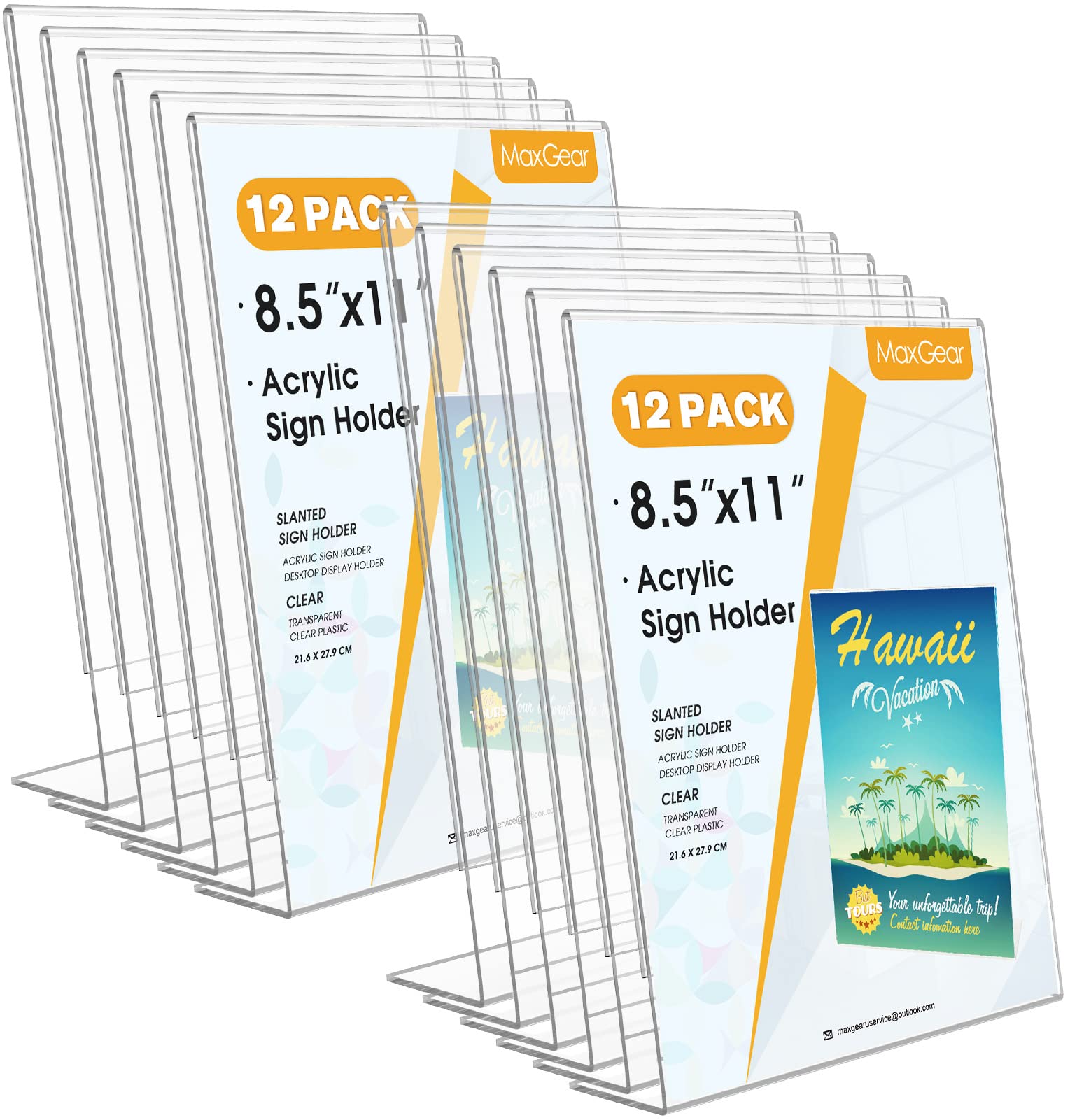 MaxGear 12Pack 8.5 X 11 Acrylic Sign Holder, Slant Back Sign Holder ...