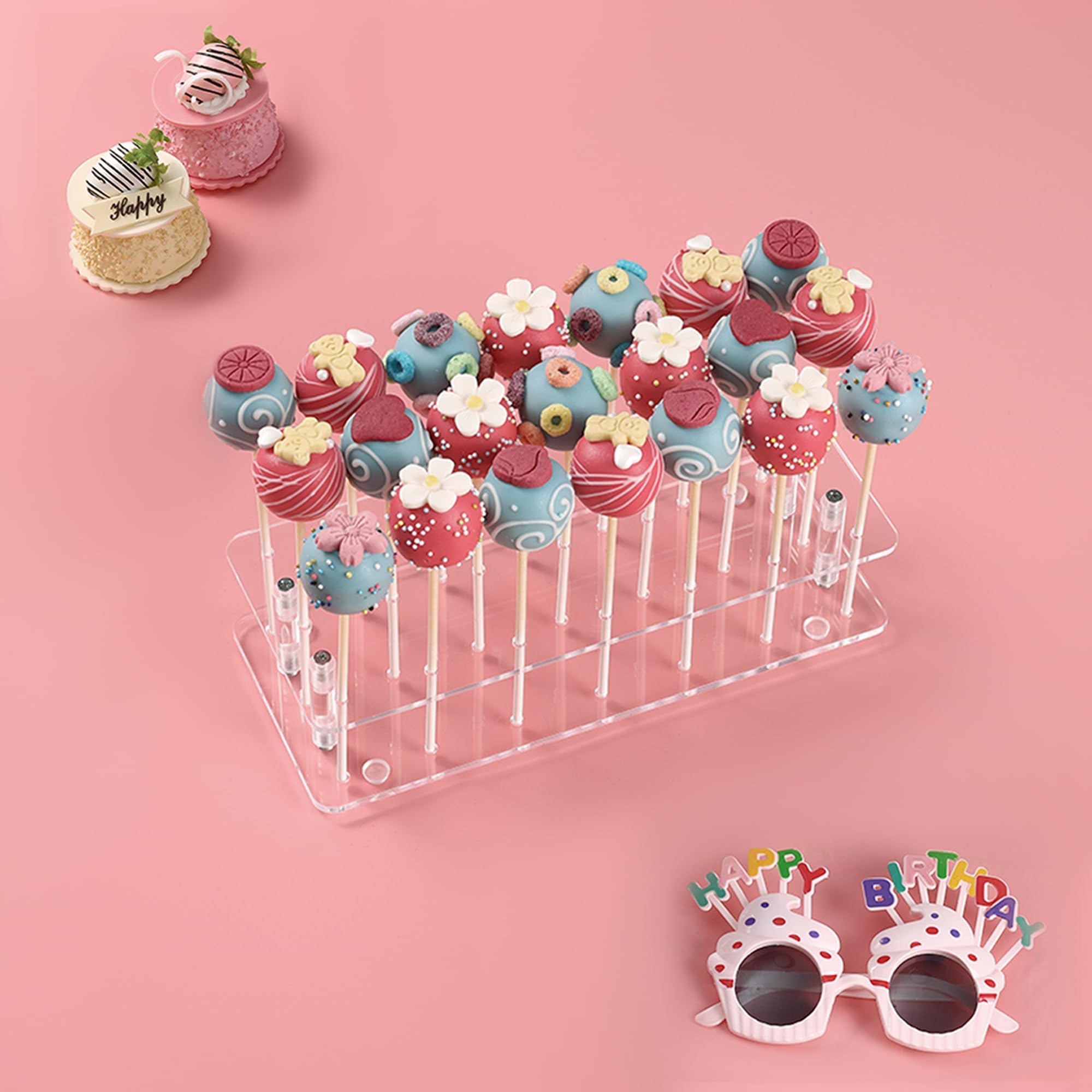 Snapklik.com : 2-Pack Cake Pop Stand, 21 Holes Lollipop Holder Clear ...