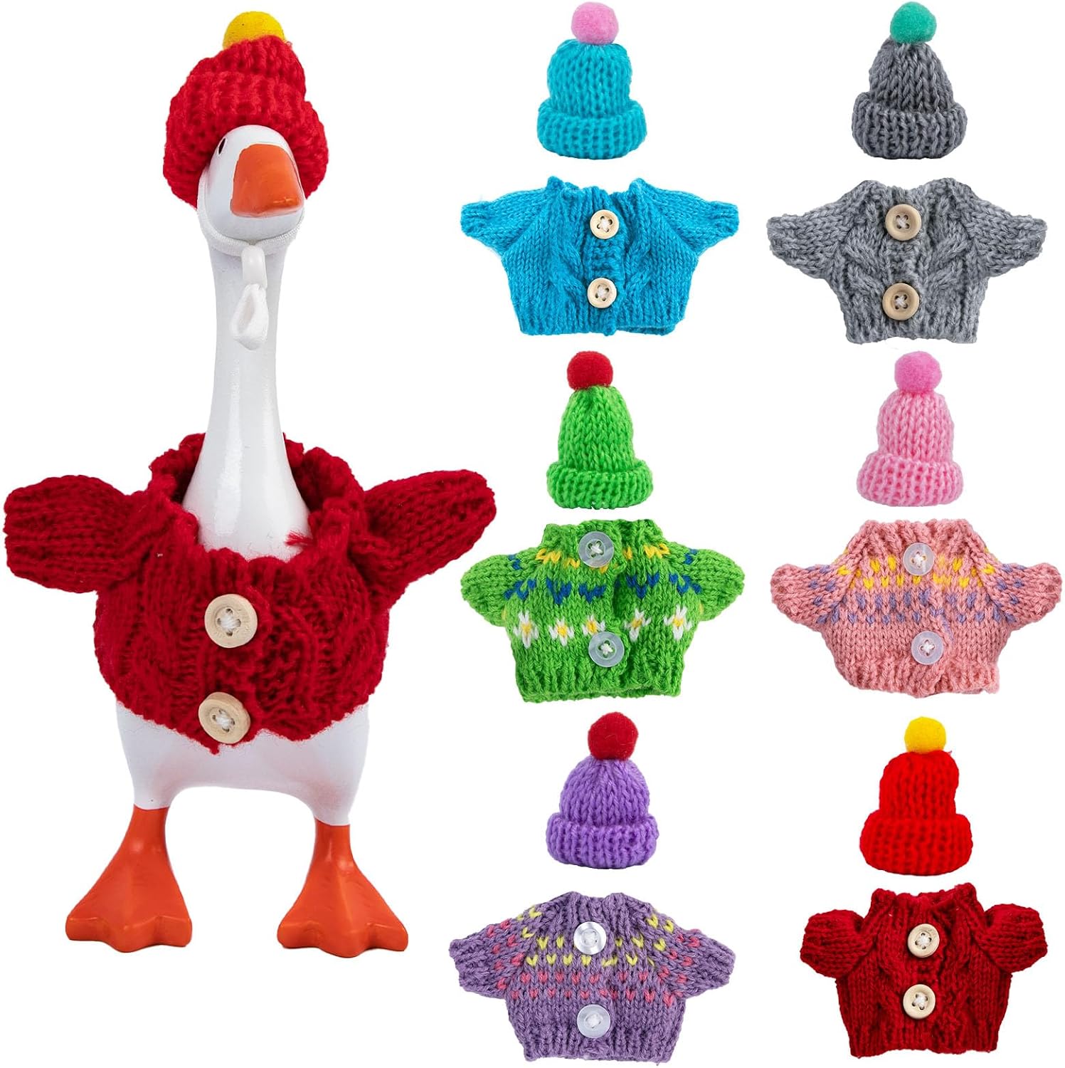 Amazon.com: LUOHECAM 6 Set 7 Inch Desk Goose Outfits Winter Mini Goose ...