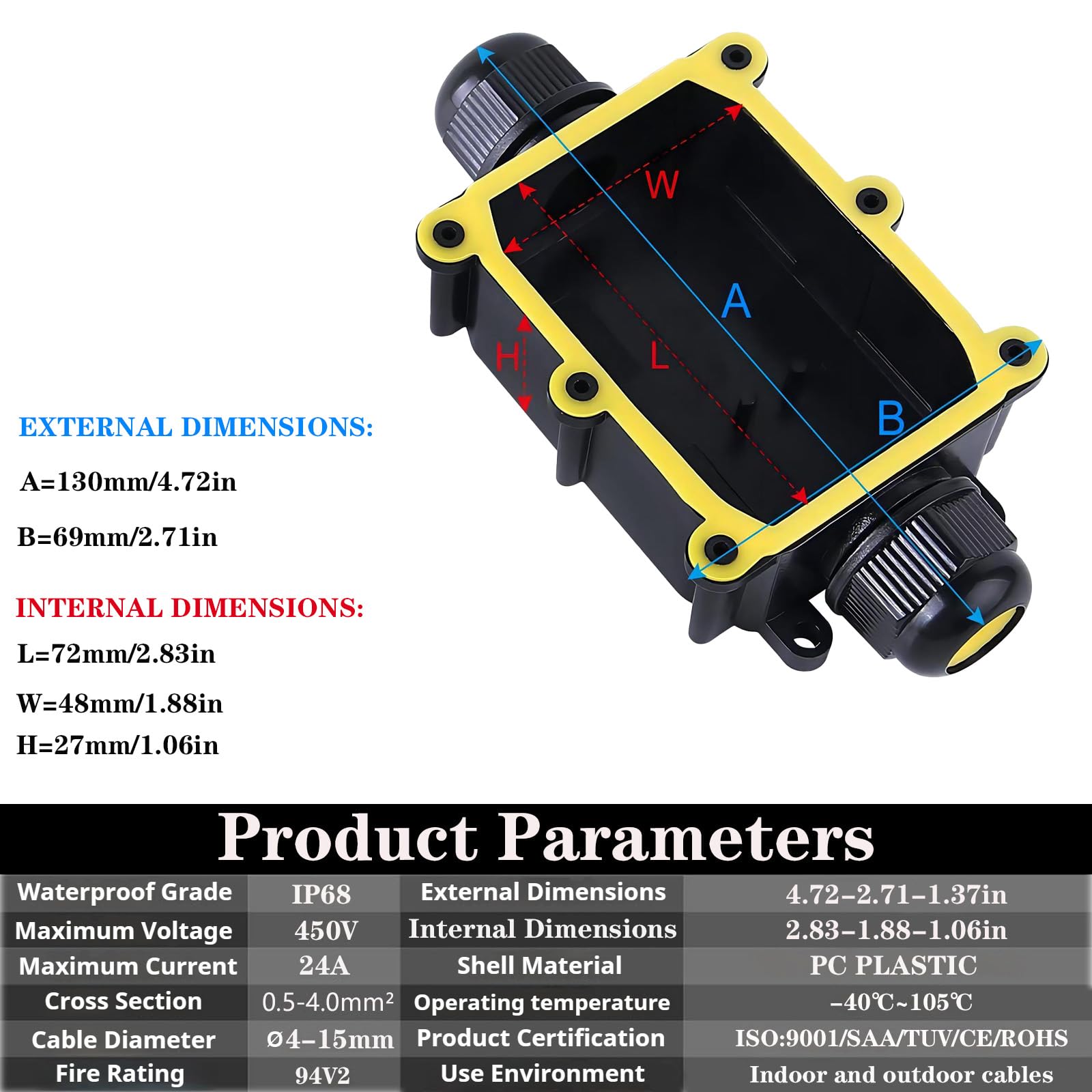 Snapklik.com : SZFUDIGO Waterproof Junction Box,IP68 Outdoor Junction ...