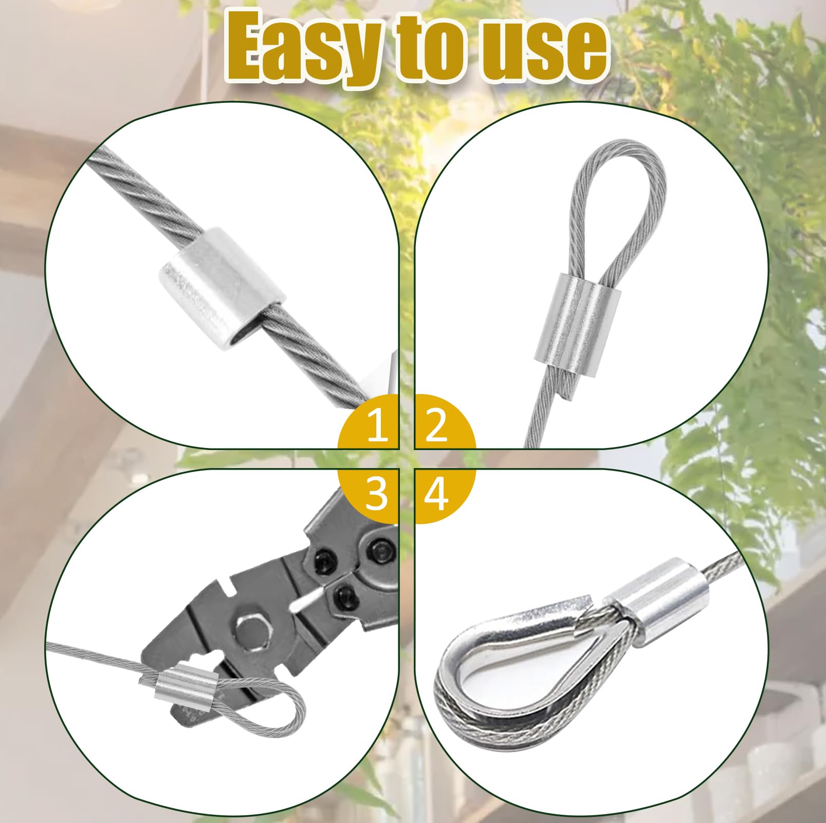 Snapklik.com : 340Pcs 304 Stainless Steel Wire Rope Cable Thimbles ...