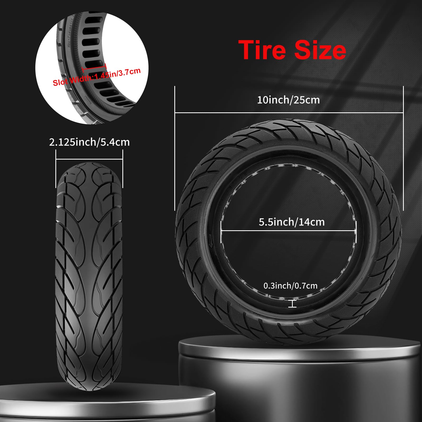 BANGTING 2PCS 10x2.125 inches Solid Tires for Electric Scooter, 50/75-6 ...